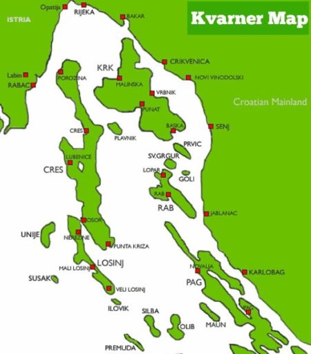 Map Of Kvarner, Croatia - Croatia Wise